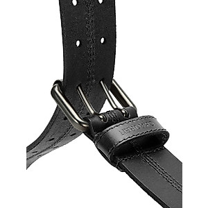 CHAOREN Black Leather Belt - 38mm Double Prong, Handmade and Durable