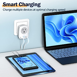 Italy Travel Plug Adapter (NOT for UK), USA to Italy Chile International Electrical Adaptor USB C Wall Charger for iPhone iPad Laptop (NOT for Hairdryer), US to Europe Power Outlet Converter