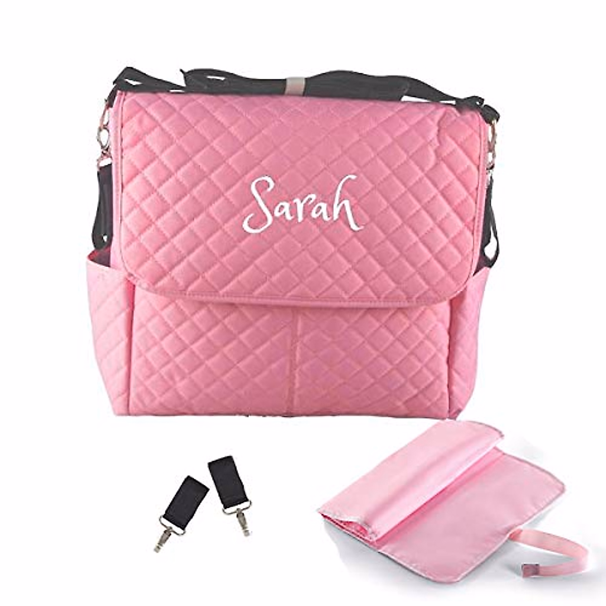 Dream Embroidery PERSONALIZED Large Diaper Bag Messenger Bag Baby Shoulder Bag Monogram (Pink)