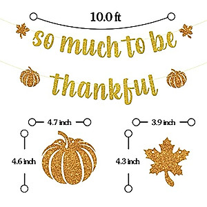So Much to Be Thankfull Banner - Gold Glitter Thanksgiving Party Decoration - Give Thanks Banner Sign - Turkey Pumpkin Decor