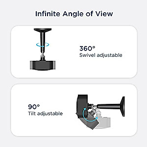 KIWI design Security Camera Mount Bracket, Universal Metal Wall Mount Fit for Ring, eufy, Wyze, Blink, Arlo, and VR Rift Sensor, Vive/Valve Index Base Station Easy to Install (3 Pack, Black)