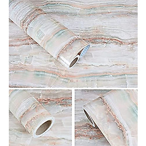 Peel and Stick Marble Granite Contact Paper for Kitchen Bathroom Countertop Backsplash Table Desk Furniture Self Adhesive Vinyl Marble Shelf Liner Wallpaper (24 by 117 Inches)
