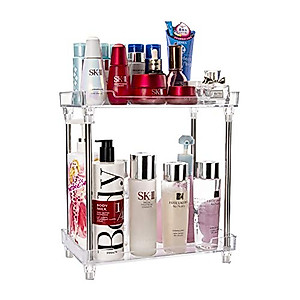 CGBE Makeup Organizer for Vanity, Large Capacity Cosmetic Organizer and 2-Tier Counter Shelf Bathroom Countertop Organizer