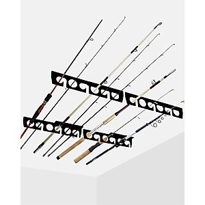 WIPHANY Pvc,Rubber,Steel Fishing Rod Racks Wall or Ceiling Fishing Rod/Pole Rack Holder Storage Hook Holds up to 12 Fishing Rods Wall Mounted for Garage Cabin and Basement