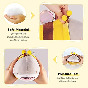 ARELUX 14in Bee Plush Pillow Stuffed Animal,Fuzzy Yellow Honeybee Shark Plushie Doll Pillow,Stuffed Shark Pillow,Soft Anime Bee Pillow Toy Friends Family Member