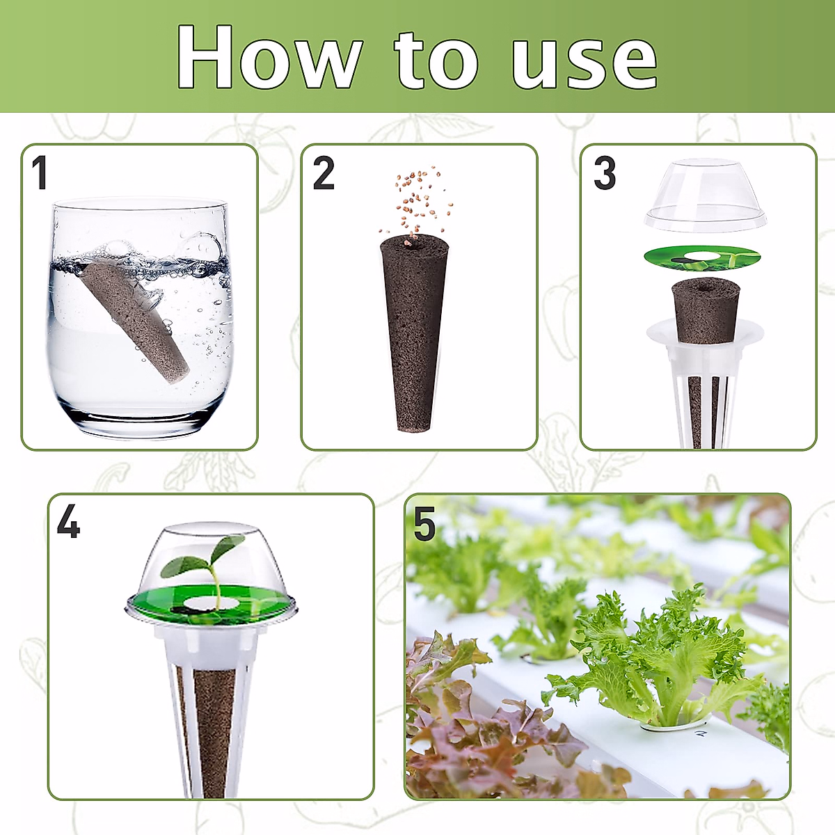 Ruzzut 120PCS Seed Pods Kit for Hydroponic Growing System,Hydroponics Garden Accessories for AeroGarden,Grow Anything Kit with 30 Grow Sponges for Indoor&Outdoor Seed Starting Supplies