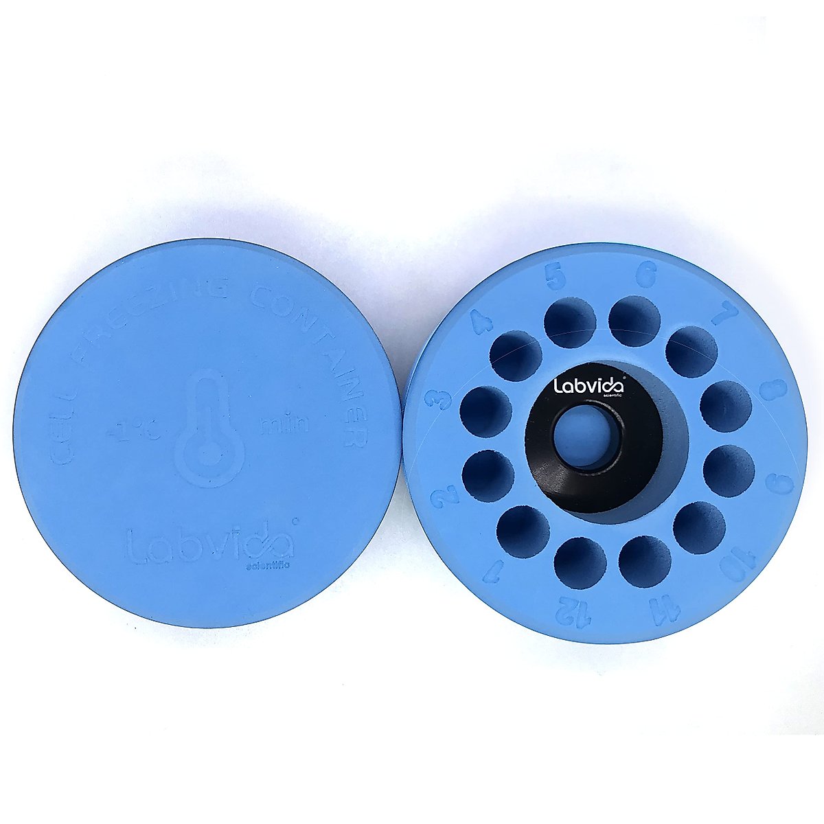 Labvida -1℃(-33.8℉) Cell Freezing Container for 2ml Cryogenic Vials, 12 Places, Cross-Linked Polyethylene Foam with a Solid State Core, LVZ001