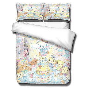 EIANLAI 3 Piece Anime Bedding Set 3D Printed Cartoon Soft Duvet Cover Set for Bedroom (1 Duvet Cover & 2 Pillowcases)-Twin