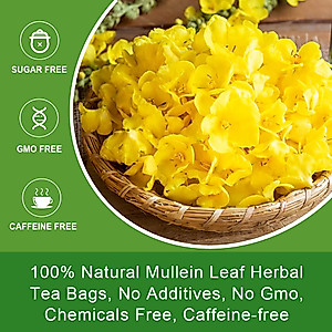 Mullein Tea Bags - Organic Mullein Leaf Tea for Lungs Cleanse and Respiratory Support, Caffeine Free - 30 Tea Bags