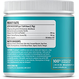 Solid Gold Dog Allergy Relief Chews - Dog Itch Relief with Omega 3 Wild Alaskan Salmon Fish Oil + Colostrum & Beta Glucan - Anti Itch & Hot Spots + Seasonal Allergies - Bacon Flavor - 120 Count