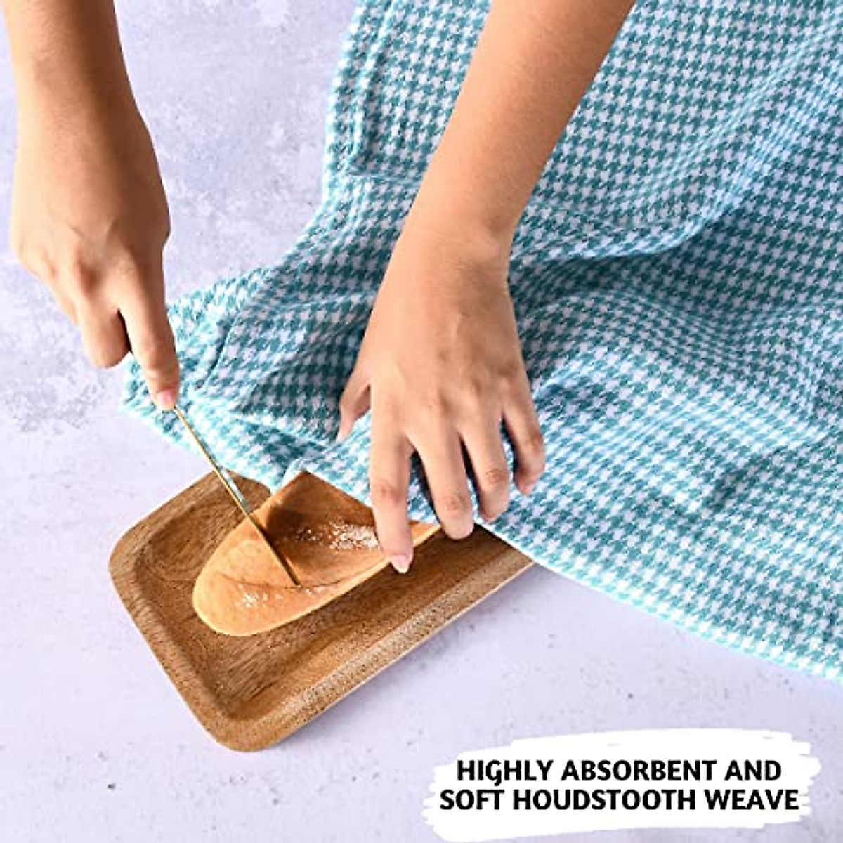 Folkulture 100% Cotton Kitchen Towels with Hanging loop, Dish Towels for Kitchen Décor, Kitchen Hand Towels or Absorbent Kitchen Towels, Farmhouse Kitchen Towels, 20 x 28 inches, Set of 4, (Aqua Blue)