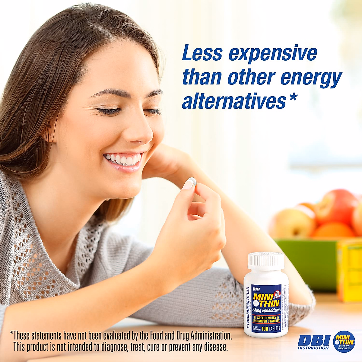 Mini Thin | Two-Way Action Caffeine Pills - High Speed Energy and Enhanced Stamina* - 205 mg Caffeine; 25mg Ephedrizine (100 Count Bottle)