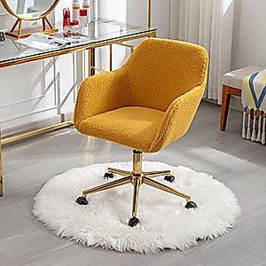 Goujxcy Home Office Chair, Furry Desk Chair Upholstered Fluffy Vanity Chair Modern Task Chair Accent Chair Adjustable Swivel Chair