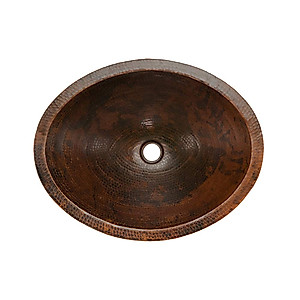 Premier Copper Products LO20FDB 20-Inch Master Bath Oval Under Counter Hammered Copper Bathroom Sink, Oil Rubbed Bronze