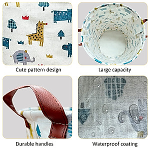 TARWEMMQN 2-Pack Baby Large Laundry Hamper with Handle Collapsible Cartoon Dirty Clothes Basket Tall Freestanding Toy Storage Organizer for Laundry,Bedroom,Nursery