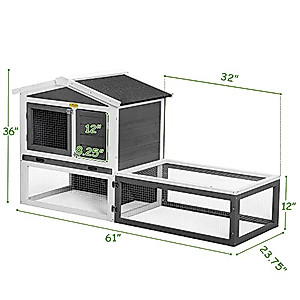 COZIWOW 61”X23.6”X36” Indoor Outdoor Wooden Large Small Animal Hutch,Pets Crate House for Rabbit Bunny Cage Dog Cat Squirrel Hamster Hedgehog Guinea Pig Habitat Chicken Coop