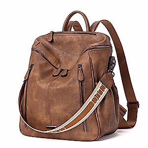 CLUCI Leather Backpack Purse for Women Travel Backpack Purse Convertible Fashion Ladies Large Casual Daypack Brown