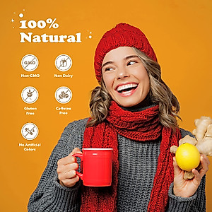 Pocas Honey Ginger Tea - Instant Tea Powder Packets with Soursop & Ginger Honey Crystals Tea, Non-GMO/Gluten Free/Caffeine Free Tea, 20 Count