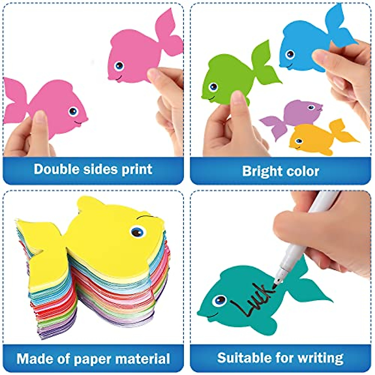 Colorful Fish Paper Cutouts for Classroom & Party Decor - 200 Pieces