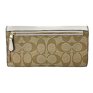 Coach Signature Slim Trifold Wallet (Light Khaki/Chalk)