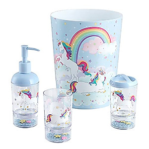 Allure Home Creation Unicorn & Rainbow 4-Piece Plastic Bath Accessory Set