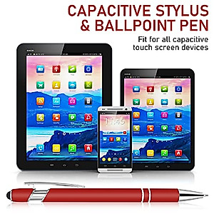 TIESOME5 Pieces Ballpoint Pen with Stylus Tip, Retractable 2 in 1 Stylus Pens Stylish Pen with 10 Refills, Metal Stylus Pen for Touch Screens, 1.0 mm Black Ink Ball Point Pens (Multicolor)