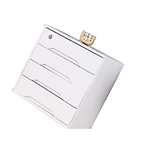 YUZDNM Wooden Desktop Storage Box with Lockable Drawers, Office Supplies A4/Receipt File Organizer, Flat File Cabinet (Color : White, Size : 4 Layer)