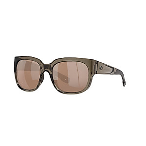 Costa Del Mar Womens Waterwoman Rectangular Sunglasses, Taupe/Copper Silver Mirrored Polarized-580g, 55 mm