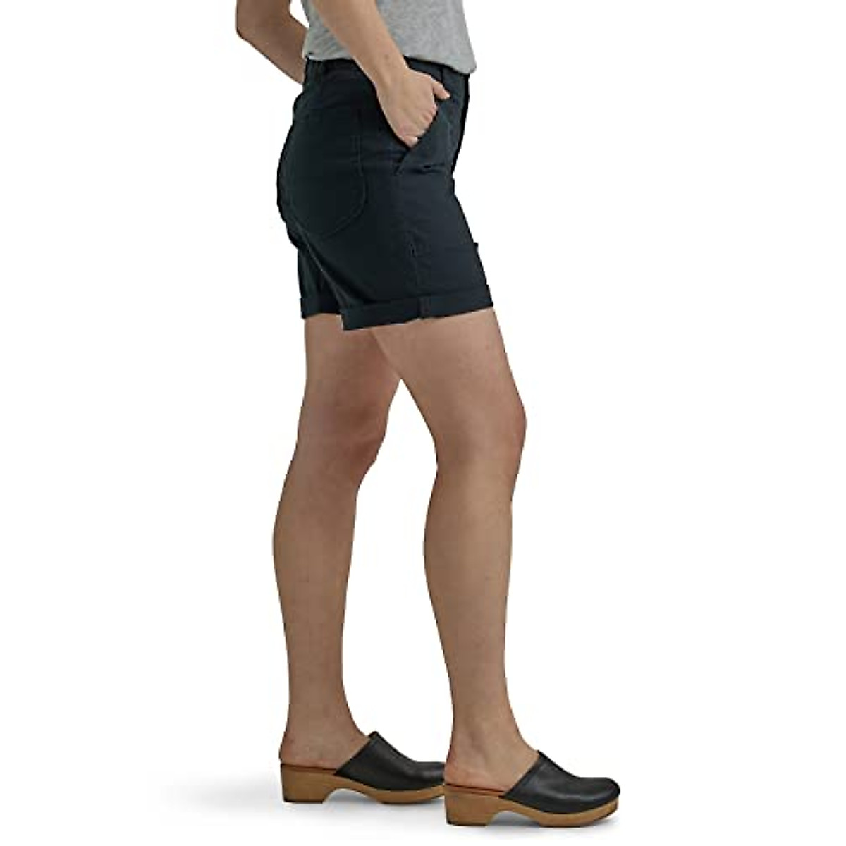 Lee Women's Plus Size Legendary High Rise Relaxed Fit Rolled Short, Black, 20W