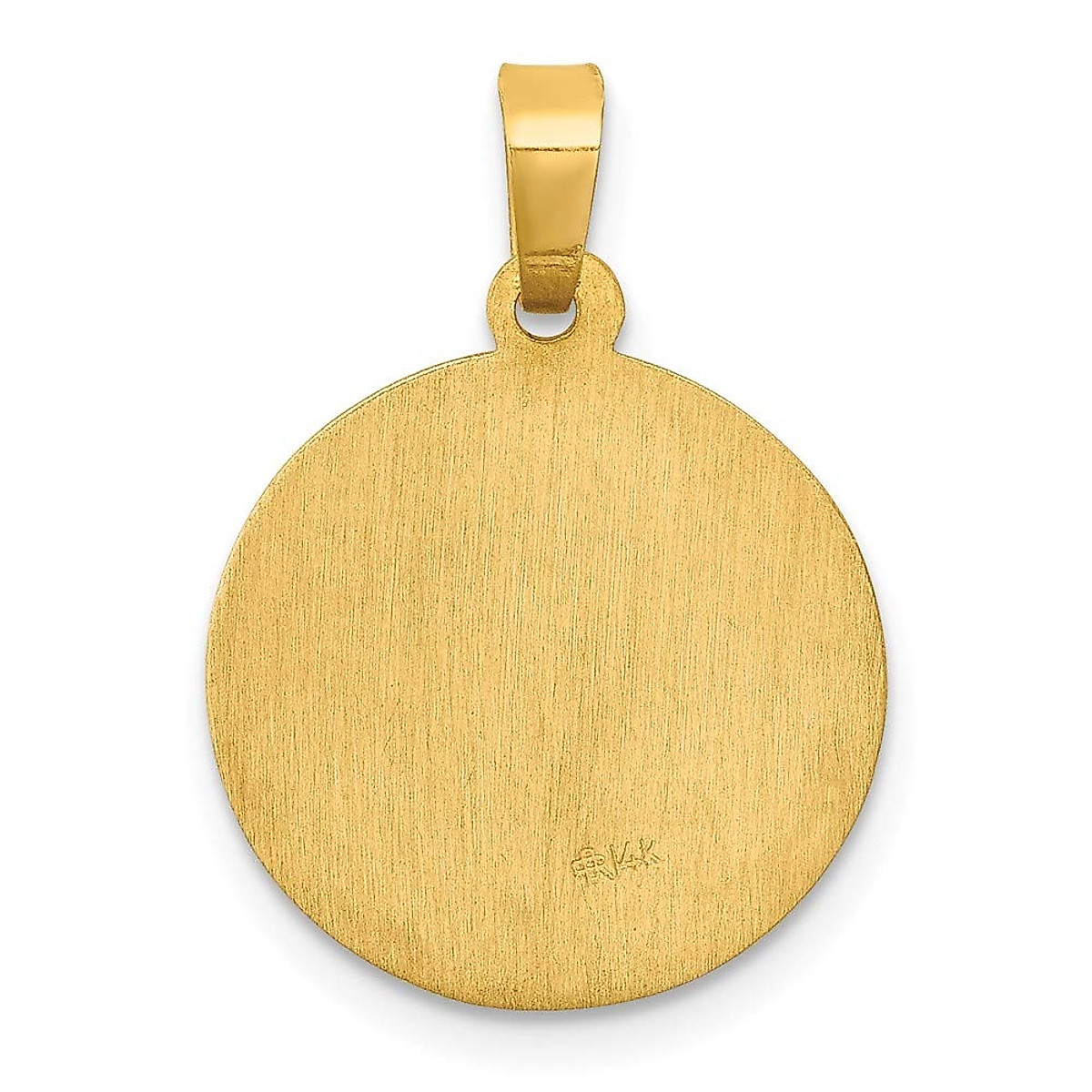 14k Yellow Gold Catholic Patron Saint Luke Medal Brushed Matte Finish Pendant Charm - 17mm x 15mm