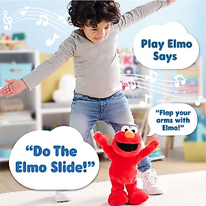 Sesame Street Elmo Slide Singing and Dancing 14-inch Plush, Pretend Play, Interactive Toy, Kids Toys for Ages 2 Up by Just Play