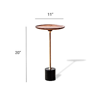 COZYMATIC Castiglia Small Round Side Table, Accent Pedestal Coffee Table with Wood Table Top, Small Drink Table, Sofa Table for Living Room, Bedroom, and Small Space (Walnut)