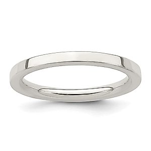 Diamond2Deal 925 Sterling Silver 2mm Wedding Band Ring Size 4