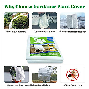 Gardaner Plant Covers Freeze Protection & Plant Frost Blanket - 2.5 oz/yd² 85 X 75 inch for Winter Cold Weather, Reusable Shrub Jacket Covers with Zipper & Drawstring