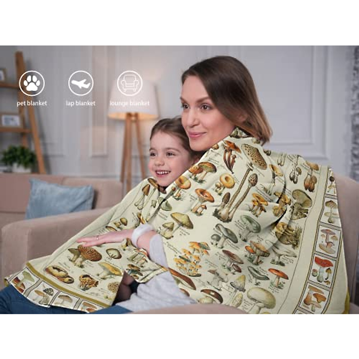 Fleece Throw Blanket for Couch - Super Soft Cozy Bed Blanket Lightweight Plush Fuzzy Mushroom Blankets and Throws for Sofa, 60 X 80 inches, Twin Size