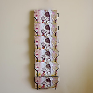 FixtureDisplays® Horizontal Wall Mounting 6 Pockets 6 X 4 Greeting Card Post Card Rack 6.7 X 2 X 21.3 11714-6*4-Black-NF