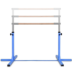 LHONE Exercises Gymnastics Training Bar,Adjustable Horizontal Junior Training Kip Bars,Gymnasts 1-4 Levels Practice Bar for Gymnast Beginner Home (Blue)