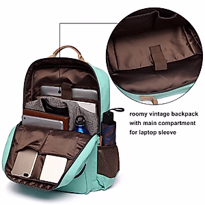 CAMTOP School Backpack Vintage Canvas Laptop Backpacks Men Women Rucksack Bookbags Travel (Mint Green)