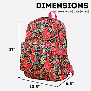 J World New York Unisex Kid's Oz School Backpack for Girls Boys. Cute Bookbag, Classic Paisley, One Size