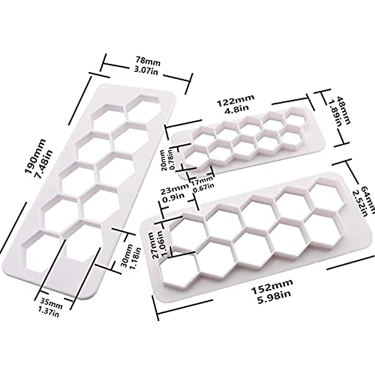 Longdex Hexagon Multi Cutter 3 Sizes White Hexagon Cookie Cutter Football Cake Fondant Cake DIY Decorative Mold