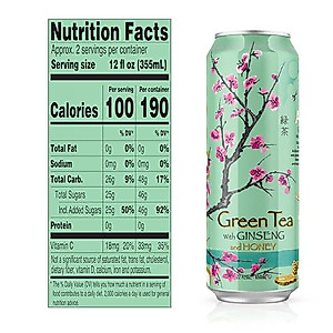 AriZona Green Tea with Ginseng and Honey - Big Can, 22 Fl Oz (Pack of 12)