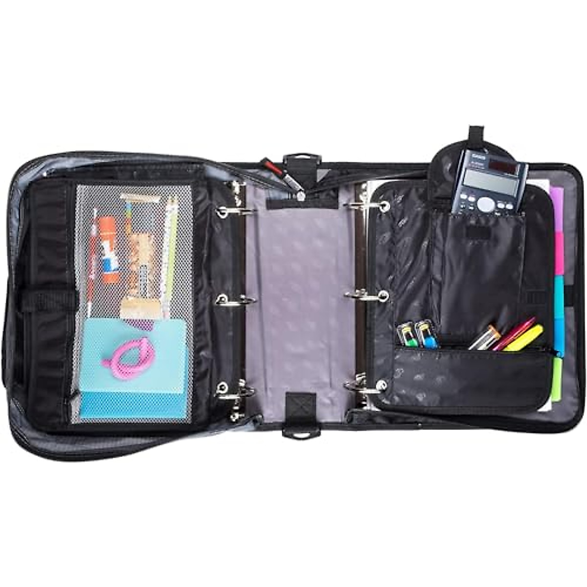 Case-it The Dual Zipper Binder - 2 Inch D-Rings- Includes 5-color Tab Expanding File Folder - 800 Page Capacity - [Pink]