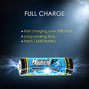 (4-Pack) HyperPS 3.2V LiFePo4 14430 (14 x 43mm) 400mAh Rechargeable Battery for Solar Panel Light, Tooth Brush, Shaver, Flashlight