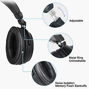 SIMOLIO SM-826D 2.4GHz Digital Wireless Headphone for TV, No Delay, 100 ft Work Range, Tone Options, Voice Amplification TV Headphone Ideal for Seniors and Hard of Hearing, USB Charging & Sharing Port