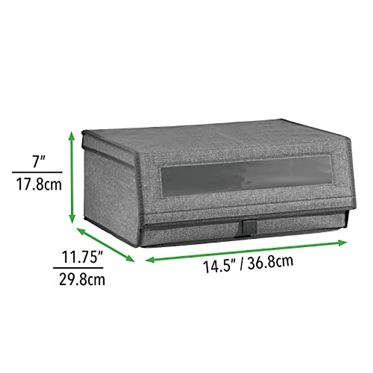 mDesign Large Fabric Closet Shoe Storage Box w/Clear Window - Shoe, Sandal, Sweater, Linen, Clothes Organizer - Boot Storage Solutions - Shoe Bin - Lido Collection, 8 Pack, Charcoal Gray