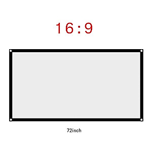 72Inch Video Projection Screen, 72in 16:9 HD Anti Crease Portable Foldable White Projector Screen 4:3 No Crease Movie Projection Screen for Outdoor Indoor Home Theater