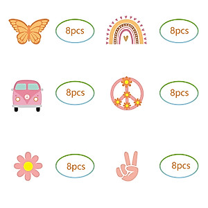 48Pcs Hippie Party Cupcake Toppers for Two Groovy Birthday Party Decorations Boho Rainbow Party Supplies