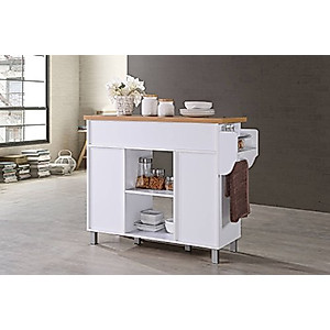 Hodedah Import Island with Spice Rack & Towel Rack Kitchen Cabinet