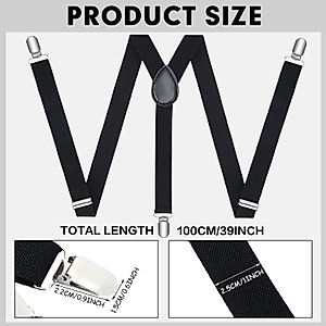 Seematn 12Pcs Halloween Suspenders for Men Adjustable Suspender Elastic Y Back Style Suspenders Belts for Men Boy Costume Accessories (Black)