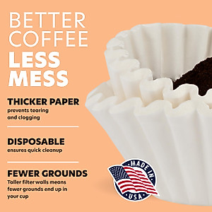 Tupkee Extra Large Coffee Filters - 1.5 to 3 Gallon (13" x 5") Coffee & Tea Filter (250 Count) - Chlorine Free White - Premium Tall Jumbo Commercial Coffee Filters Compatible with Bunn Coffee Machines